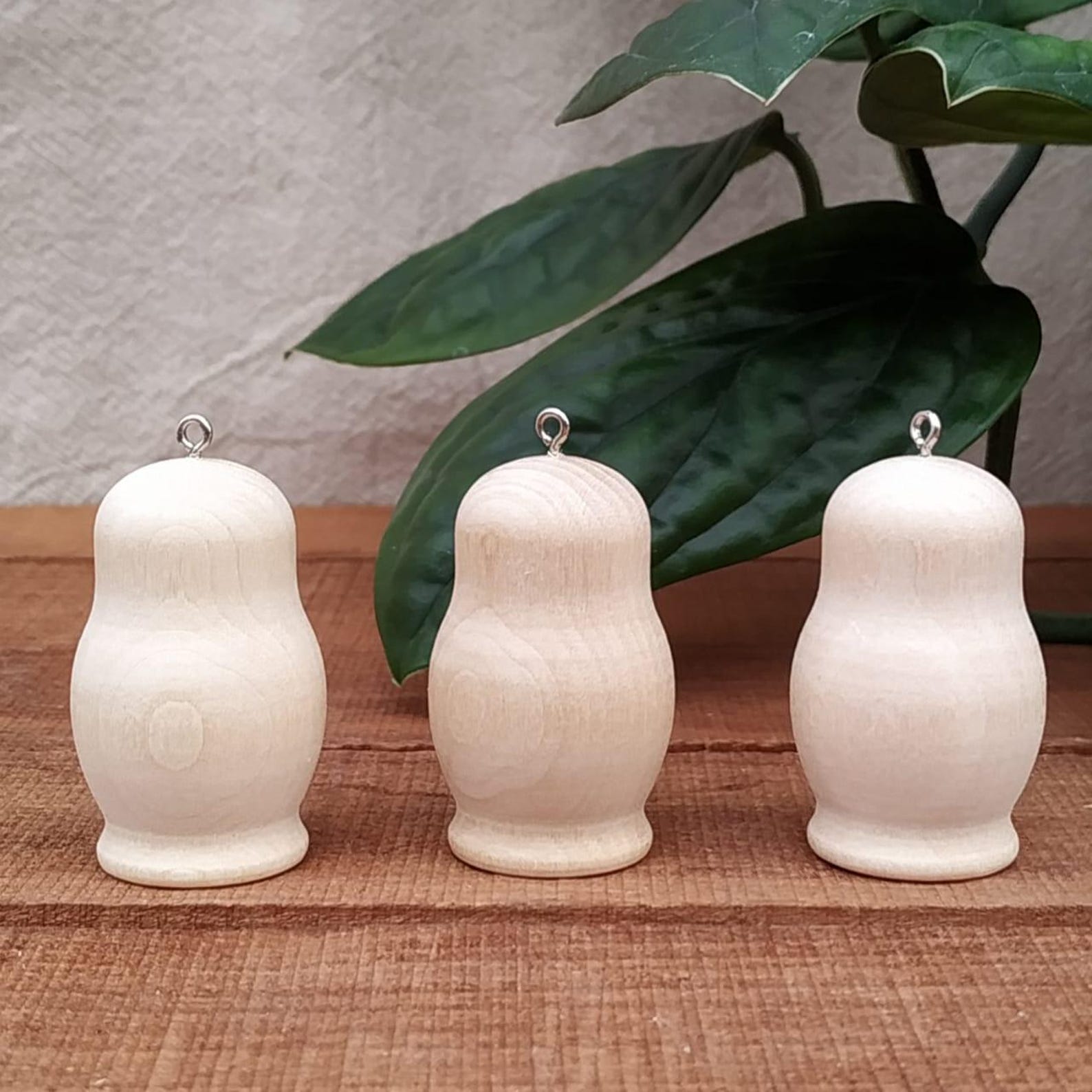 Set of 3 Wooden Matryoshka Keychain Blanks for Crafts – Non-opening ...