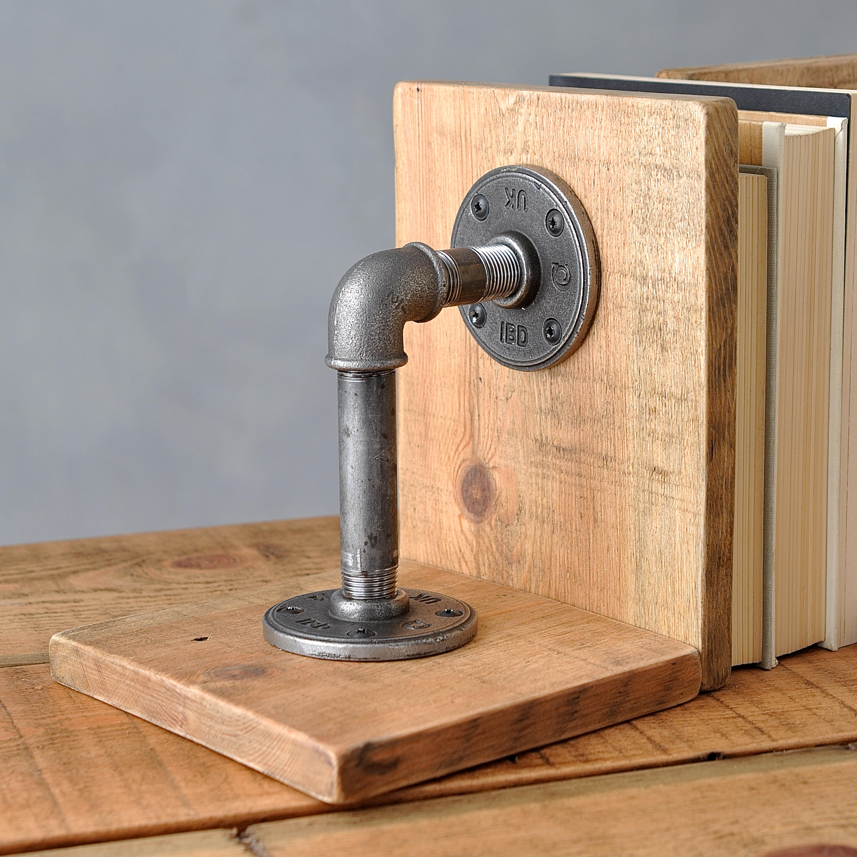 Pair of Industrial Wood and Steel Bookends - Etsy