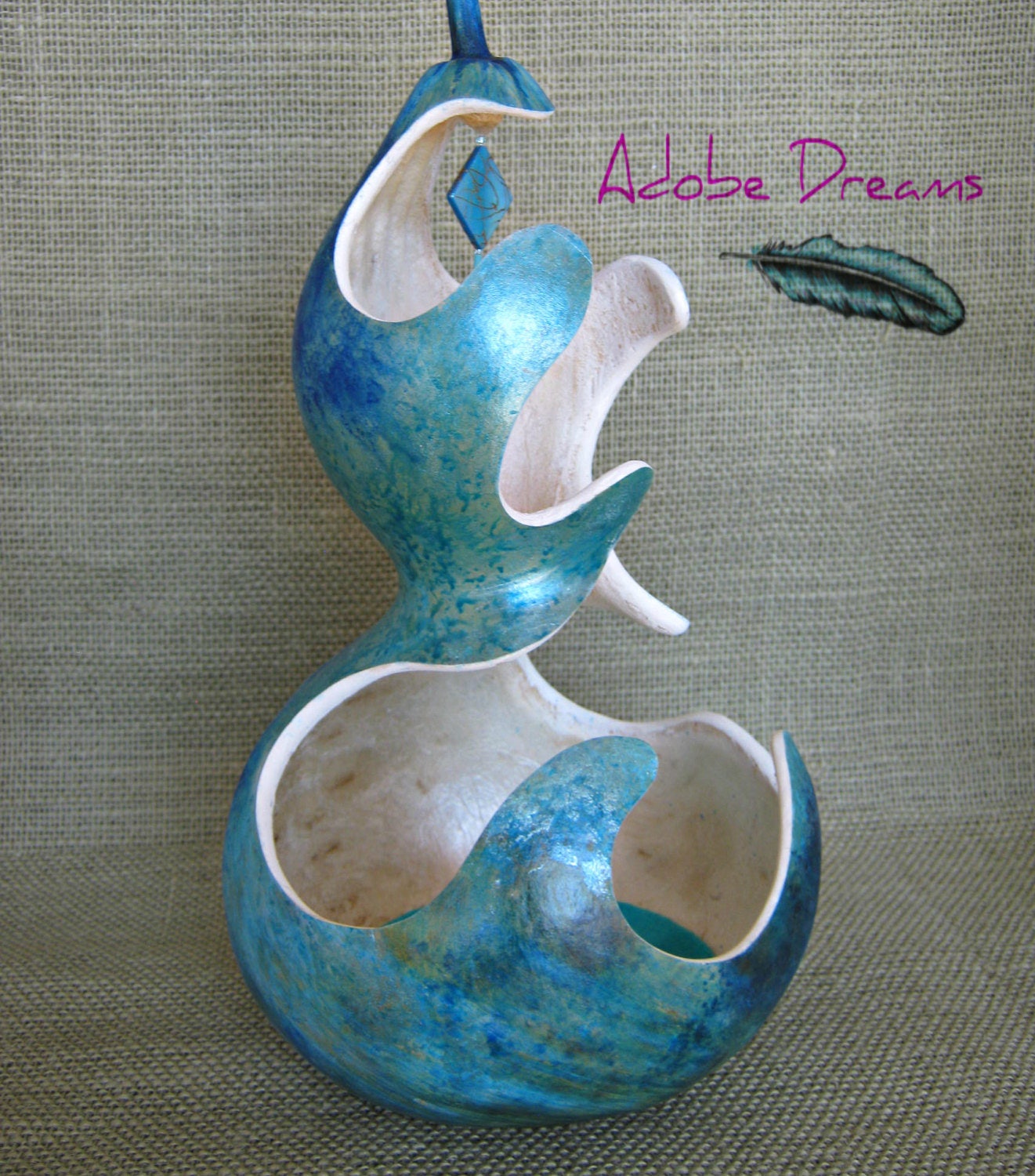 Hand Carved Gourd. Gourd Sculpture. Hand Painted Gourd Art. Jewelry ...