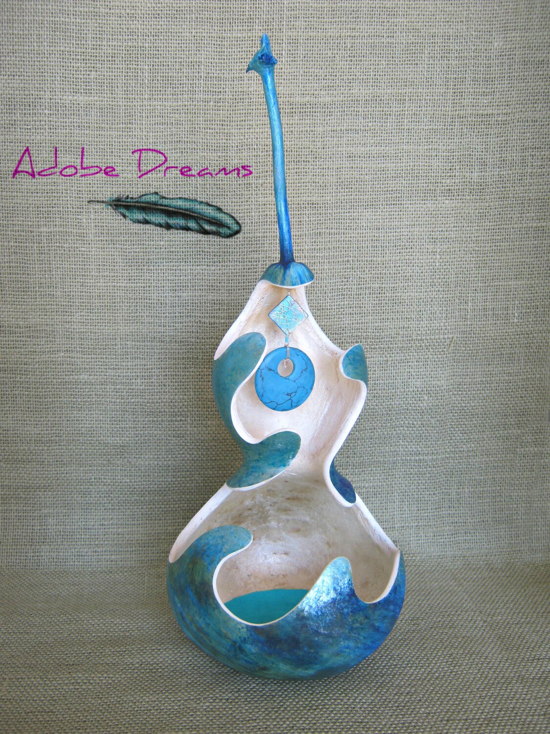 Hand Carved Gourd. Gourd Sculpture. Hand Painted Gourd Art. Jewelry ...