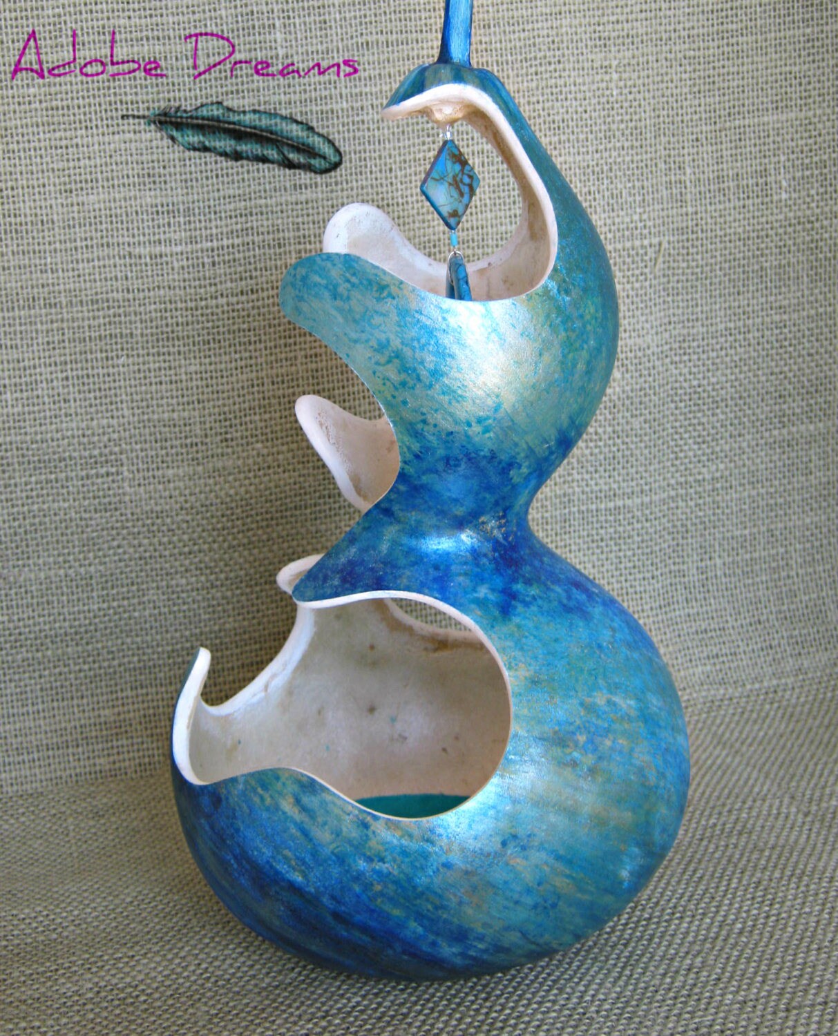 Hand Carved Gourd. Gourd Sculpture. Hand Painted Gourd Art. Jewelry ...