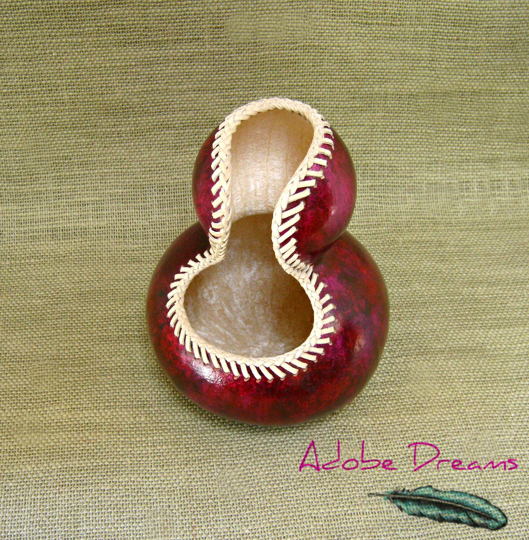 Hand Painted Gourd With Leather Lacing. Hand Carved Gourd. - Etsy