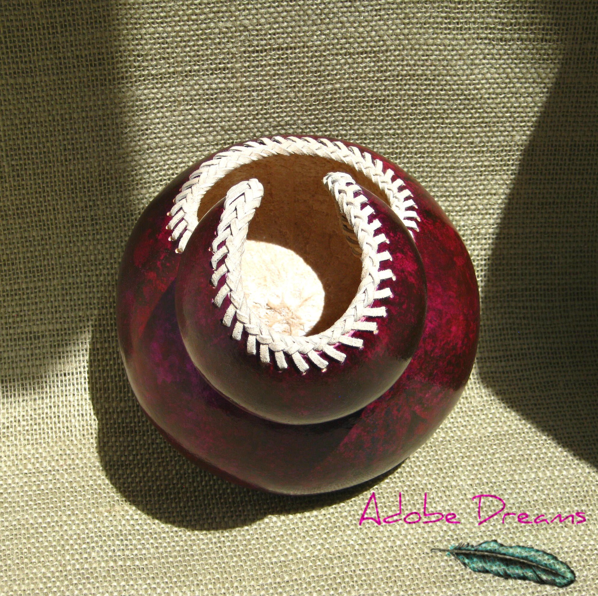 Hand Painted Gourd With Leather Lacing. Hand Carved Gourd. - Etsy