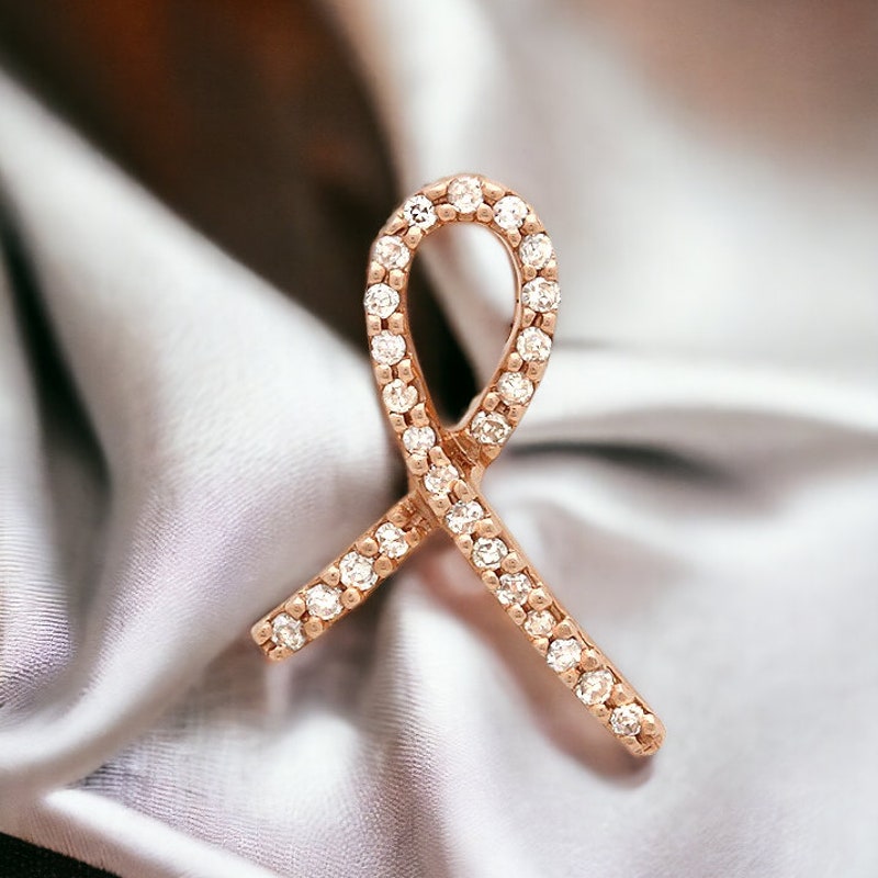 Breast Cancer Diamond Necklace - Etsy