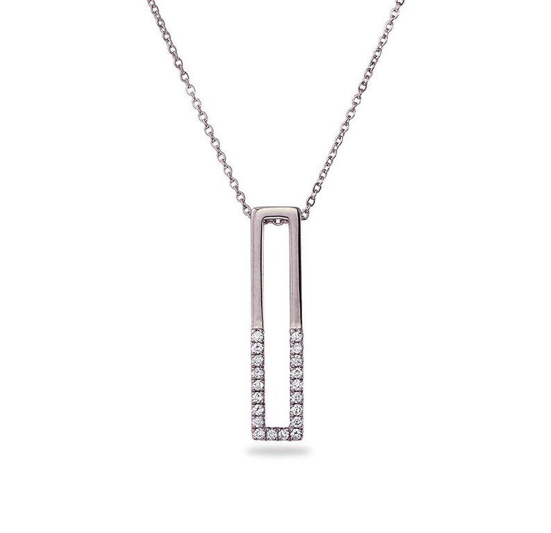 Vertical Bar Pendant, Diamond Bar Pendant, Gold & Diamond Necklace - Etsy