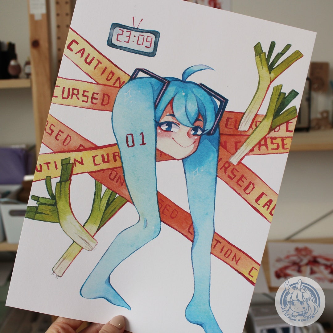 Shiteyanyo / Cursed Miku A4/A5 Print | Vocaloid/miku Watercolour Fan ...
