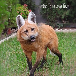 Maned Wolf Realistic Toy Stuffed Animal Replica Wild Golden Dog Faux ...