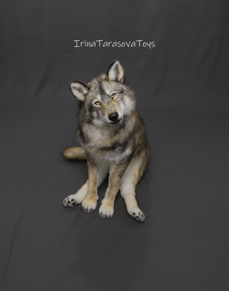 Wolf Realistic Animals Toy OOAK Art Doll Copy Wild Dog Soft Sculpture ...