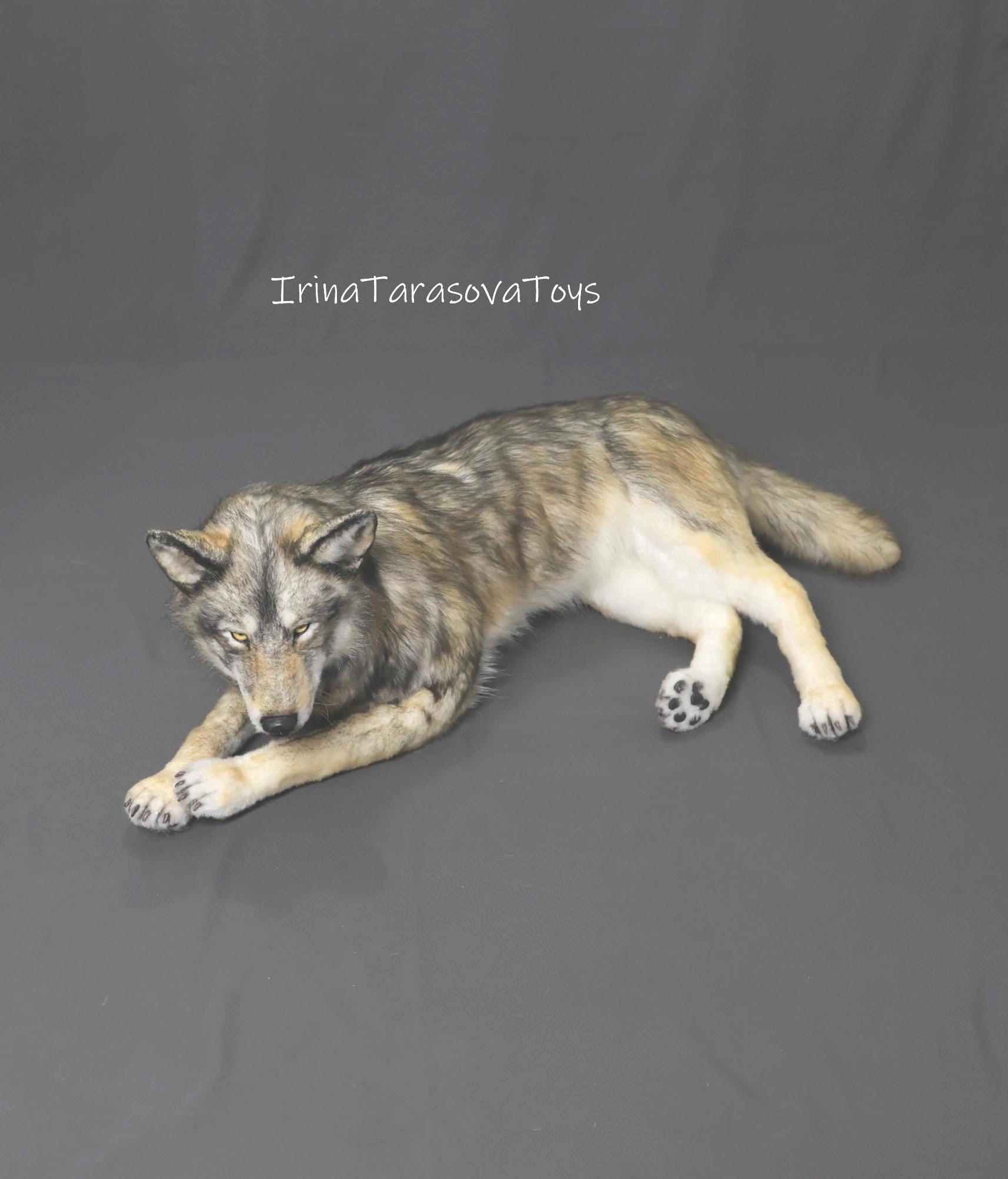 Wolf Realistic Animals Toy OOAK Art Doll Copy Wild Dog Soft Sculpture ...