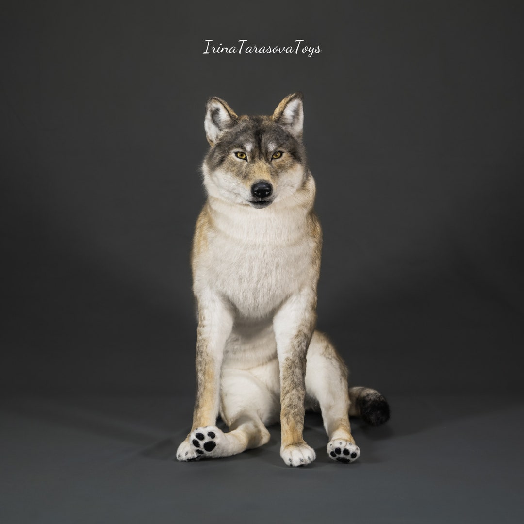 Wolf Realistic Animals Toy OOAK Art Doll Copy Wild Dog Soft Sculpture ...