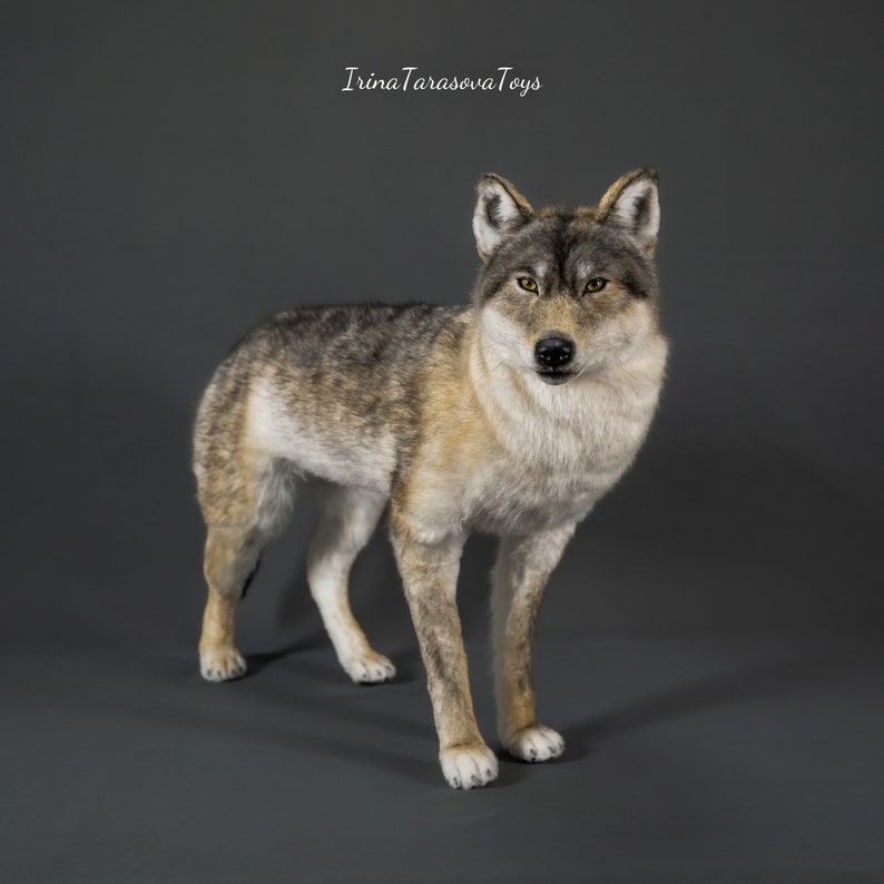 Wolf Realistic Animals Toy OOAK Art Doll Copy Wild Dog Soft Sculpture ...