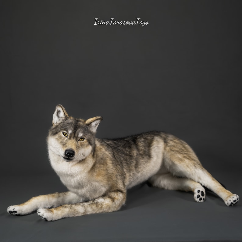 Wolf Realistic Animals Toy OOAK Art Doll Copy Wild Dog Soft Sculpture ...