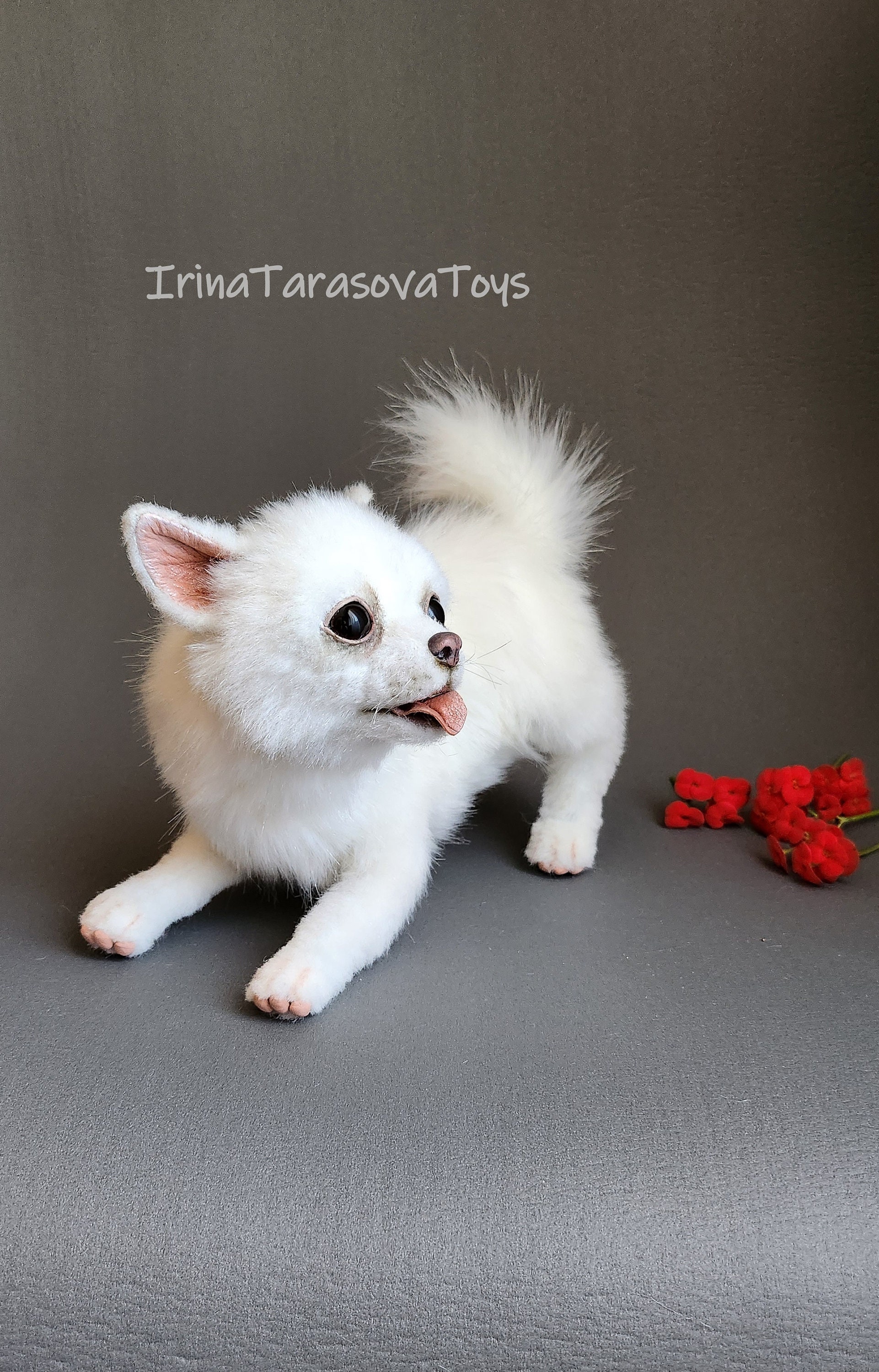 Chihuahua Realistic Toy Cute Puppie White Collectible Poseable Faux Fur ...