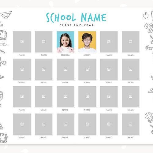 Custom Class Photo Collage Template for School Kindergarten | Etsy