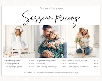Pricing Template for Photographers Pricing Guide Photography | Etsy