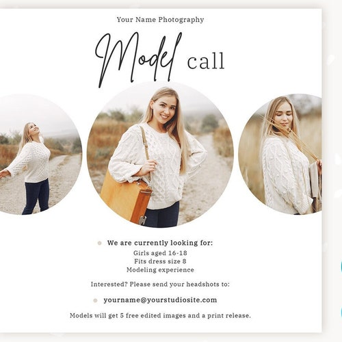 Model Call Template Photography Casting Call Photography - Etsy