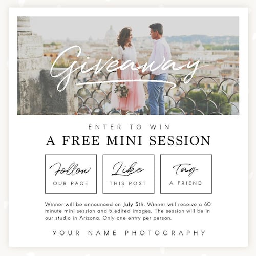 Contest Template Giveaway Template Facebook Template Social - Etsy