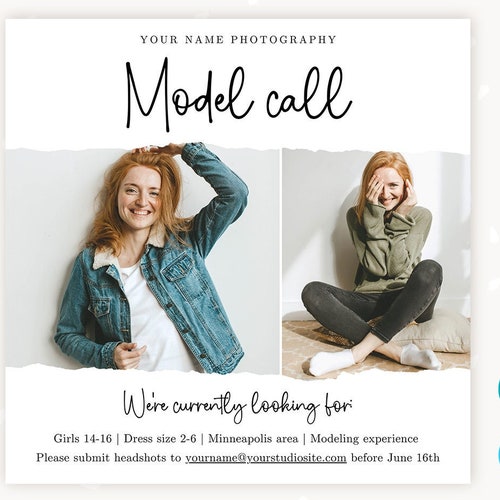Model Call Template Photography Casting Call Photography - Etsy
