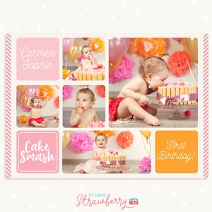 Cake Smash Photo Collage Template First Birthday Cake Smash | Etsy