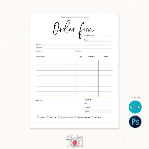 Sign Order Form Template - Etsy