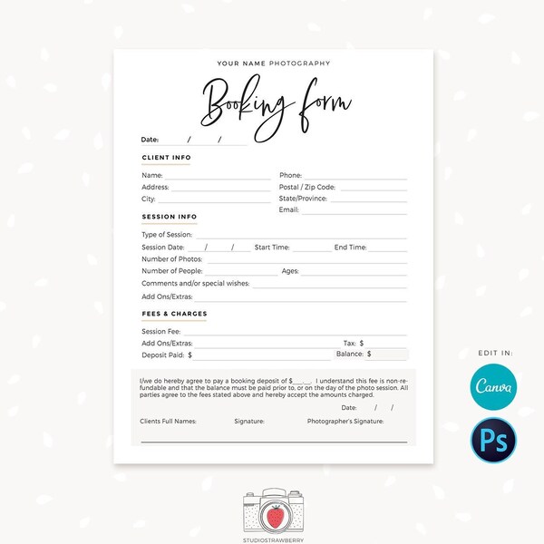 Photo Booth Booking Form - Etsy