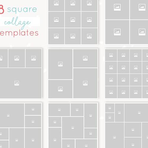 Collage Template Photoshop: Square Collages Bundle 8x / - Etsy Canada