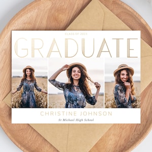 Graduation Invitation Template, Editable Graduation Photo Card, Senior ...