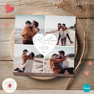 Valentine Mini Sessions Template Canva, Editable Valentine's Day Photo ...