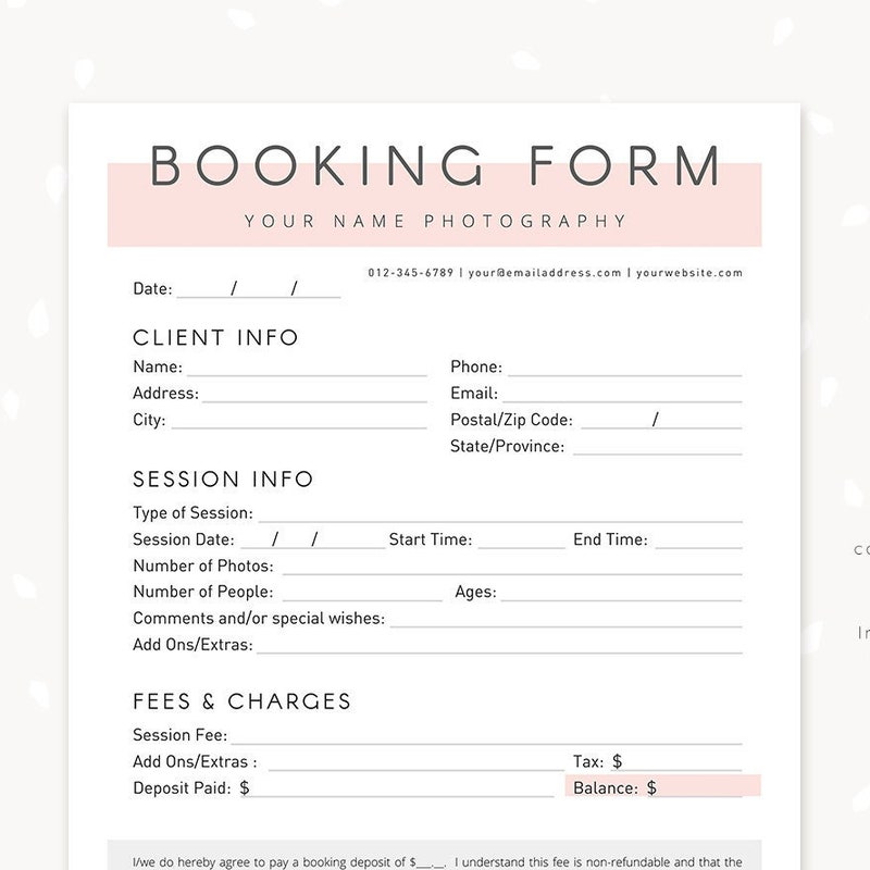 Photography Forms - Etsy