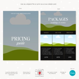 Editable Modern Photography Pricing Guide Template | Customizable Canva ...