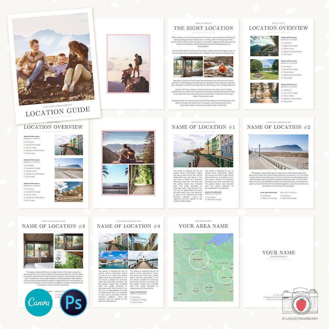 Location Guide Template, Photography Magazine, Welcome Guide, 12 Pages ...