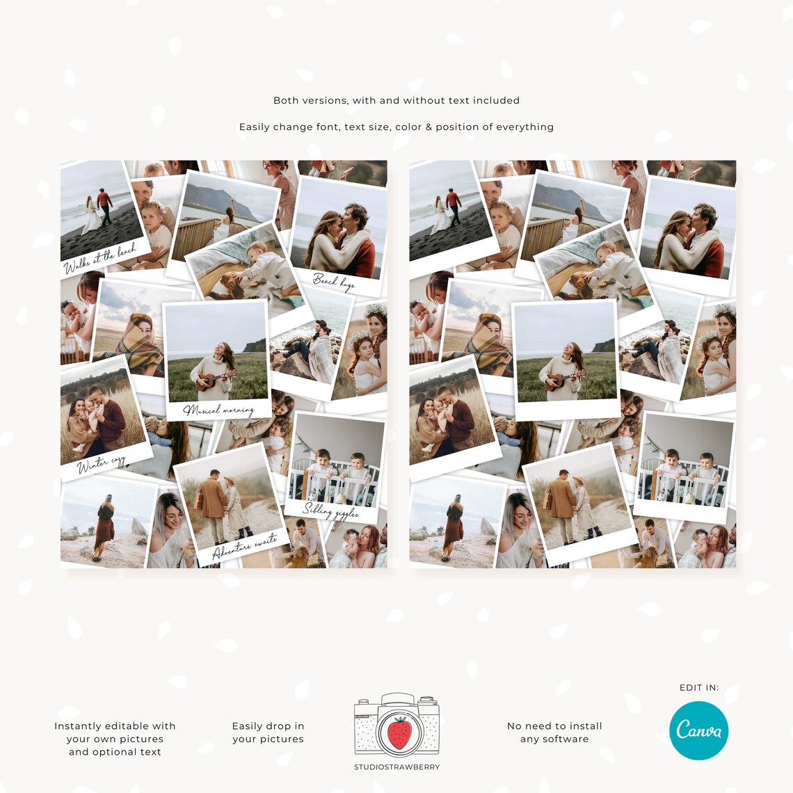 Stacked Pics Photo Collage Template, Polaroids Collage, Canva, Pile of ...