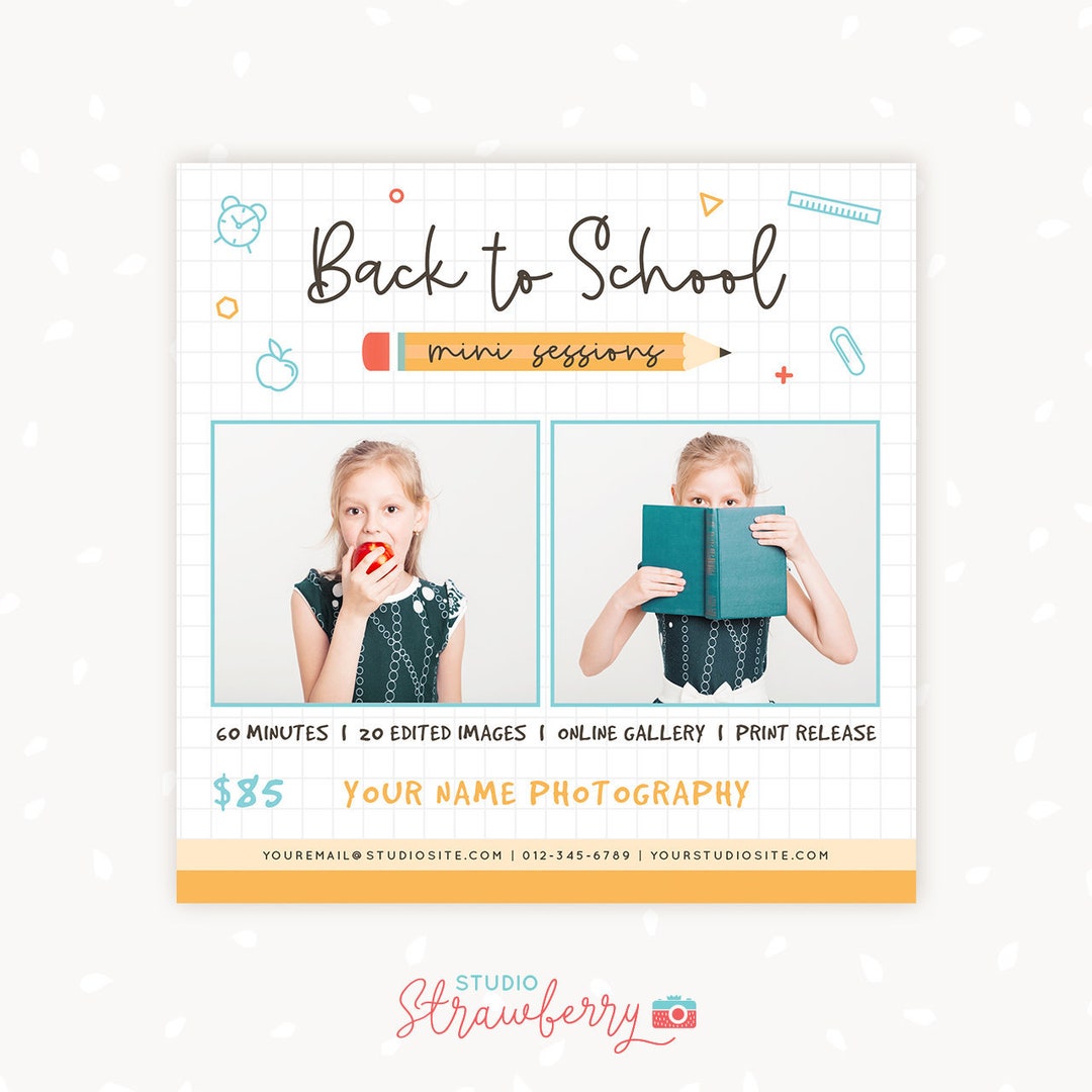 Back to School Mini Session Template, School Photography Template, Back ...