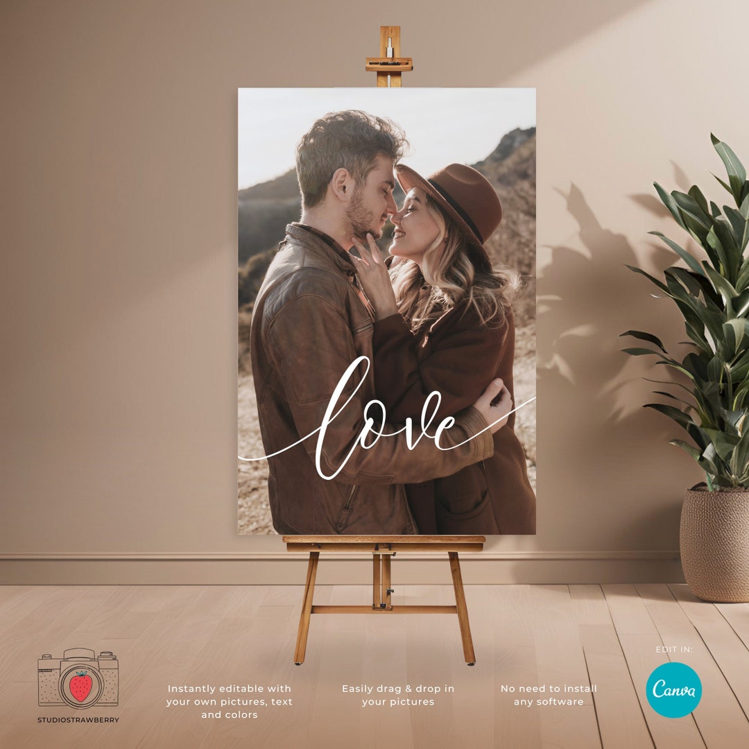 Editable Love Poster Canva Template, Custom Couple Photo With Names and ...
