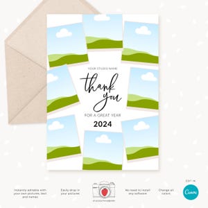 Editable End of Year Thank You Card Template With Photo Placeholders ...