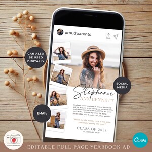 Editable Senior Yearbook Ad Template Canva | Graduation Tribute Photo ...