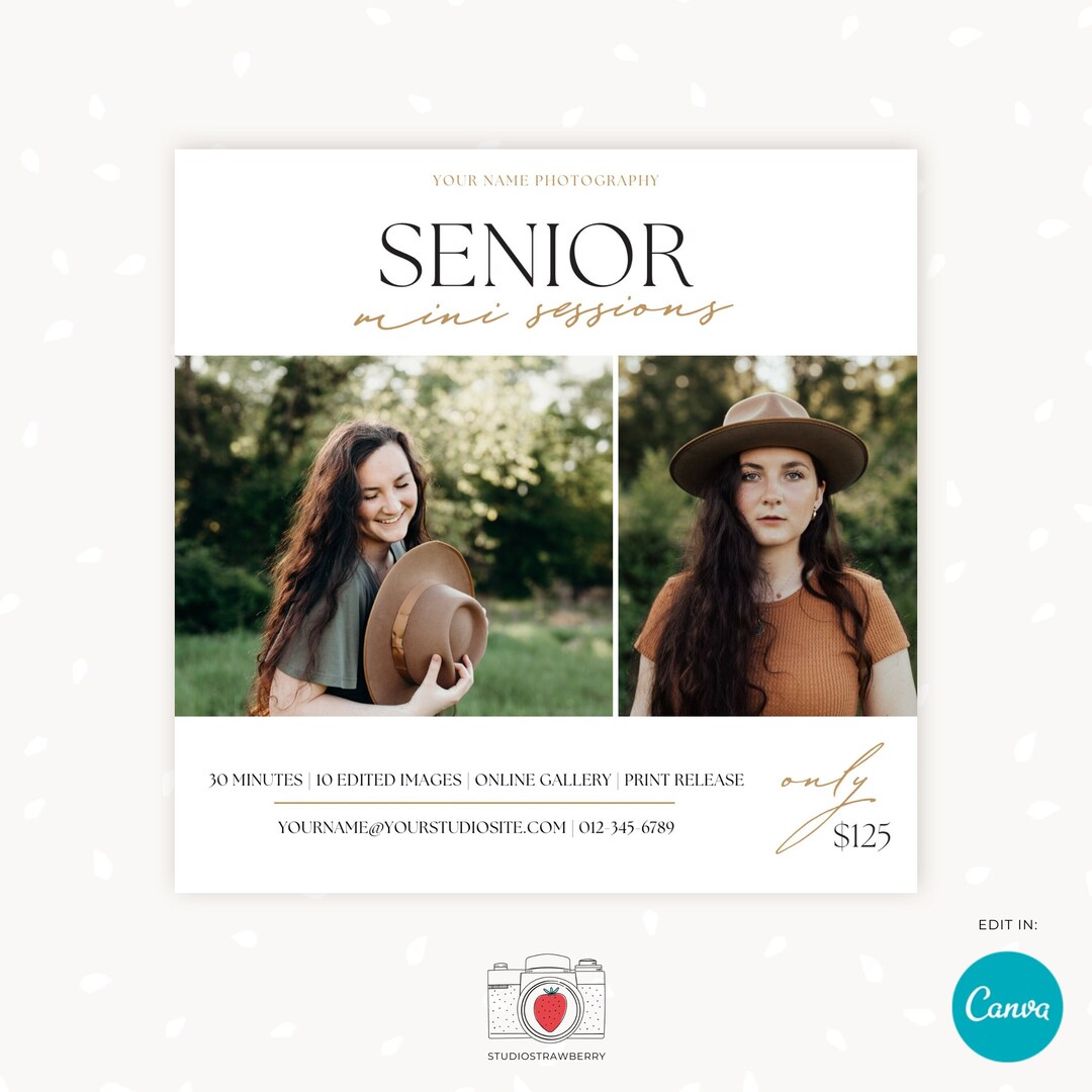 Senior Mini Session Template, Graduation Mini Sessions, Senior ...