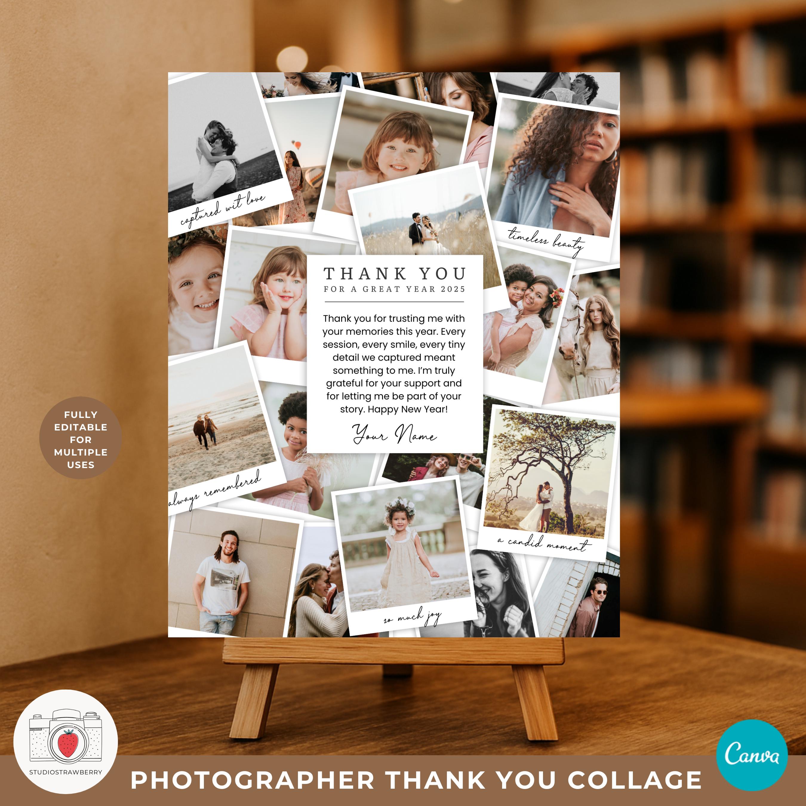 Photographer Thank You Collage, End of Year Client Photo Card, Polaroid ...
