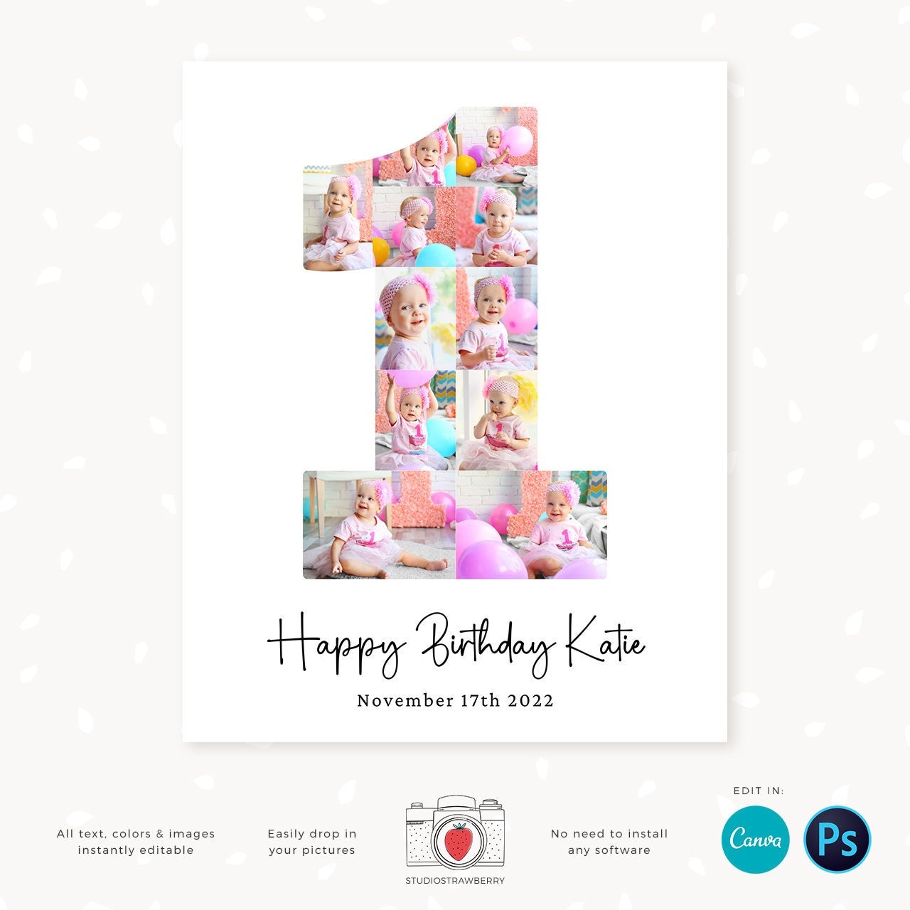 First Birthday Collage Template
