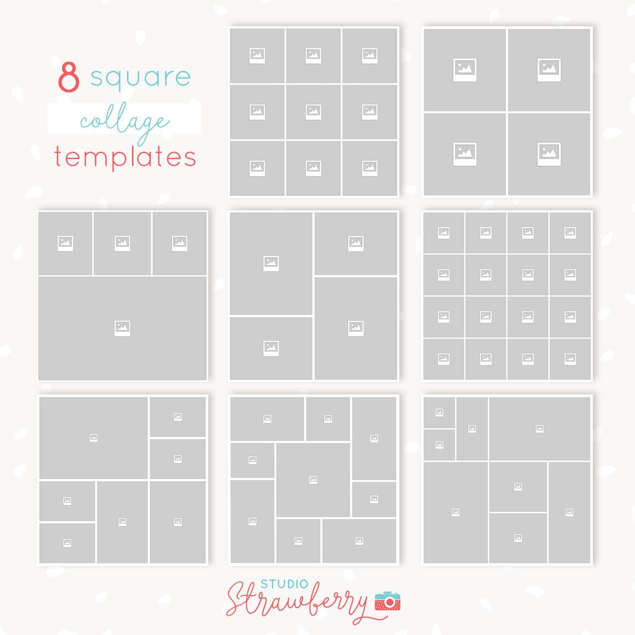 Collage Template Photoshop: Square Collages Bundle 8x / | Etsy