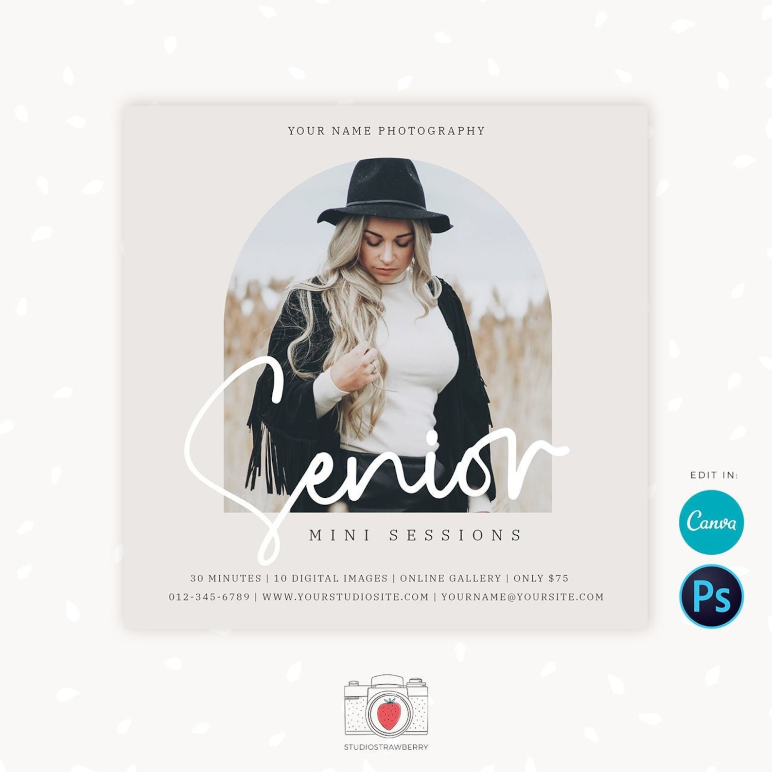 Senior Mini Session Template, Graduation Mini Sessions, Senior ...