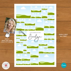 65th Birthday Welcome Sign With Photo Collage, Editable Canva Template ...