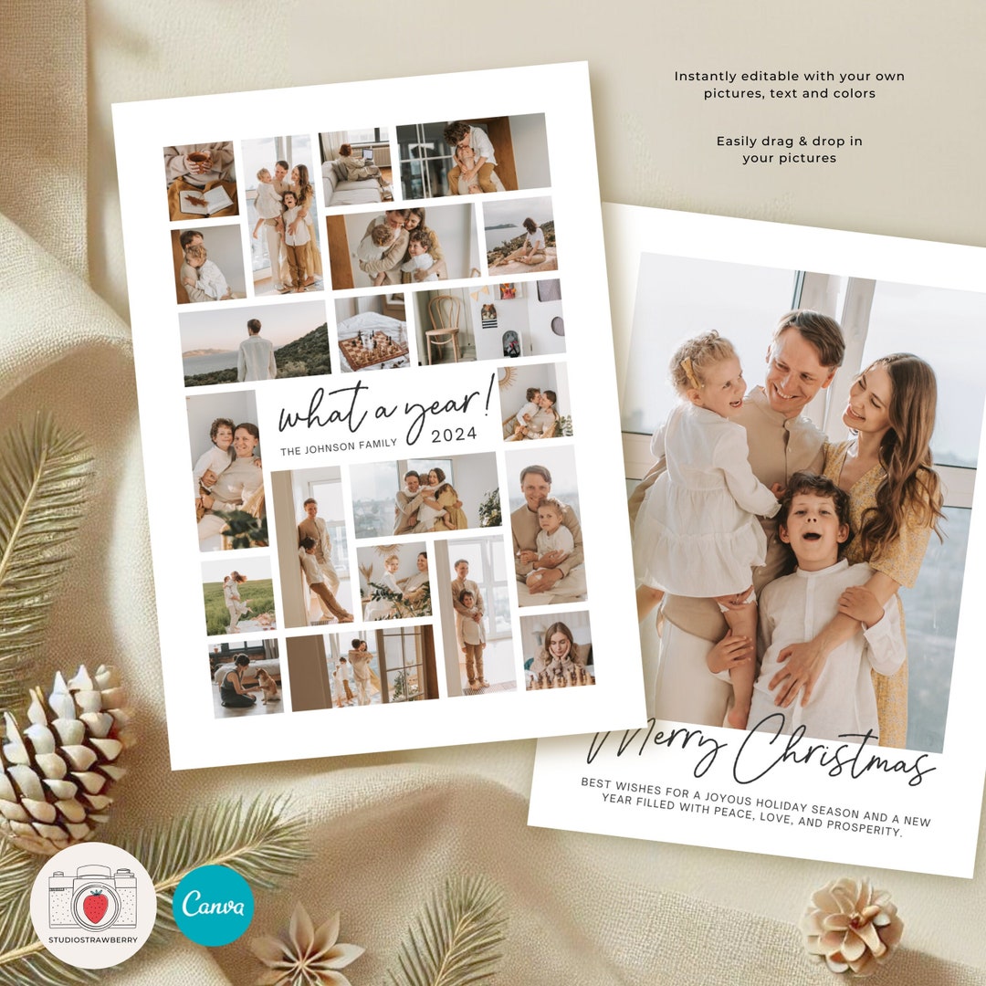 Year in Review Photo Card | Editable Holiday Collage Card ...