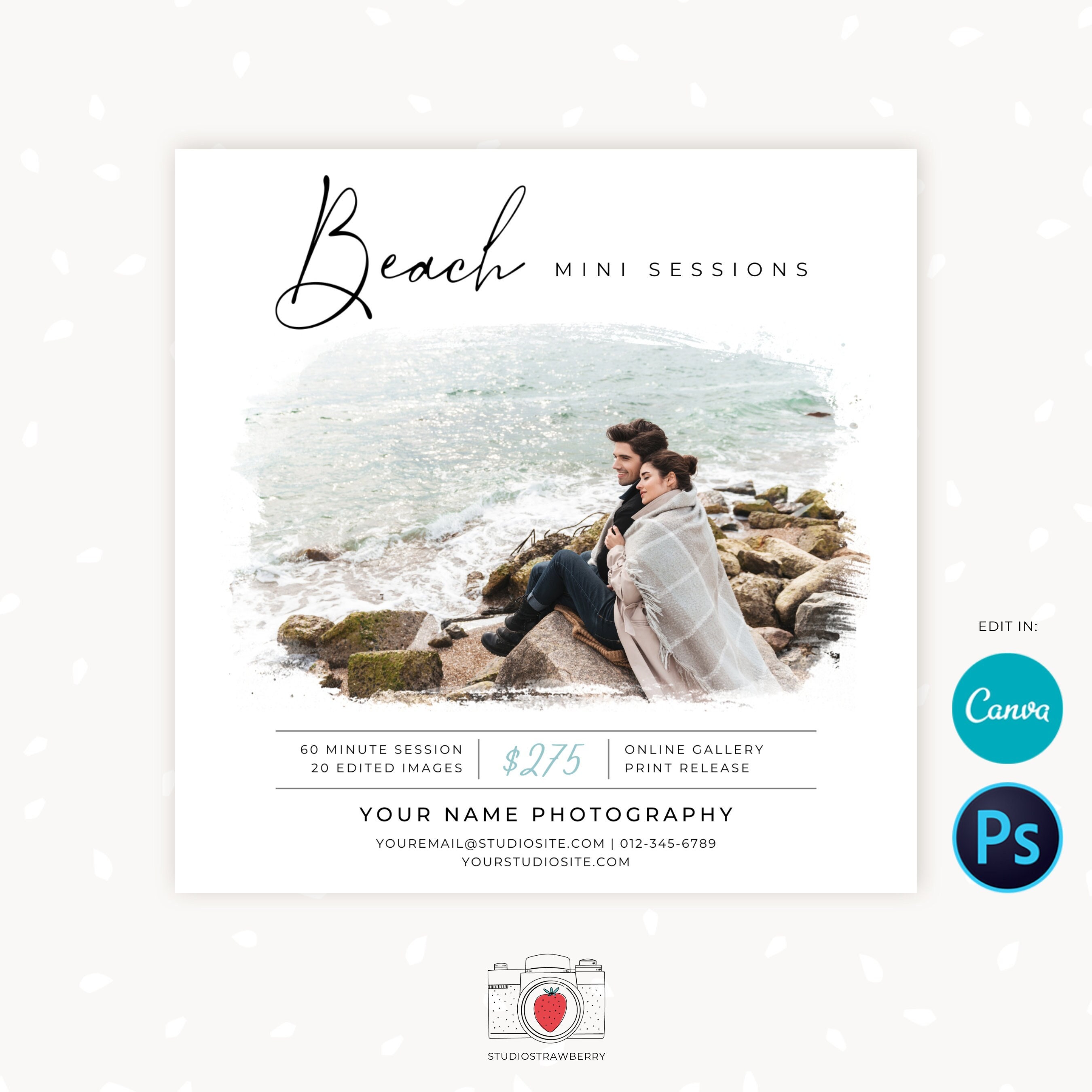 Beach Mini Sessions Template, Canva, Photoshop, Beach Mini Session ...