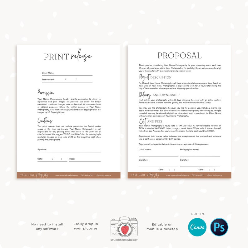Photography Business Forms Bundle Photography Forms Template - Etsy