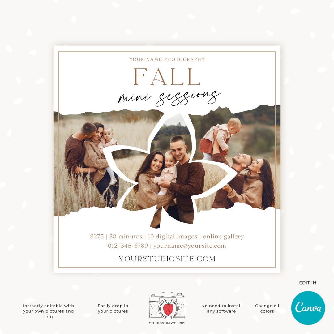 Editable Fall Mini Sessions Flyer Canva Template for Autumn Family ...