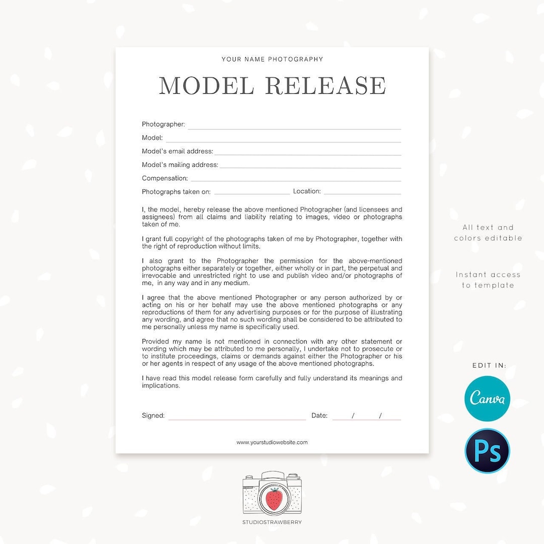 Model Release Form, Photography Forms, Model Release Forms for ...