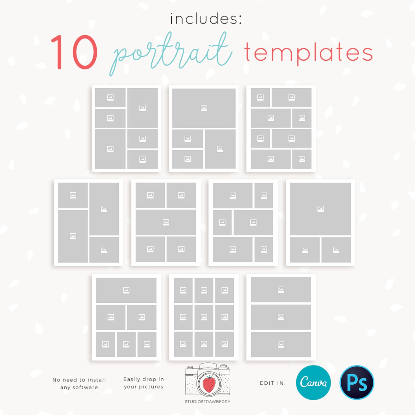 Collage Template 20 Pieces 8x10 Inch Portrait and Landscape - Etsy