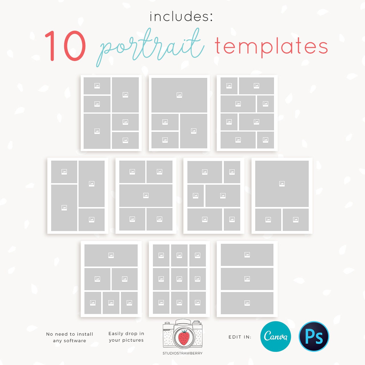 Collage Template 20 Pieces 8x10 Inch Portrait and Landscape - Etsy