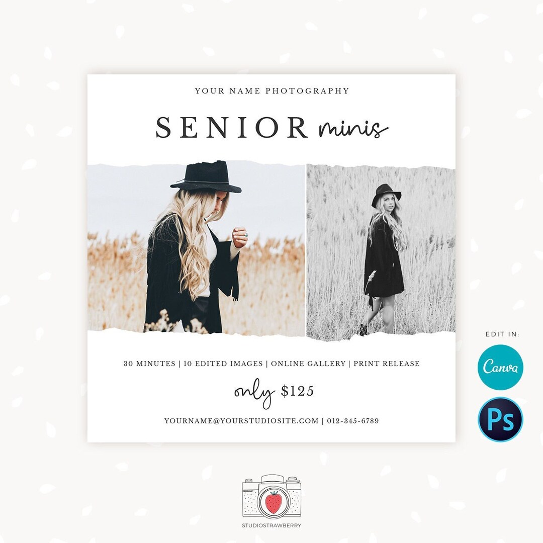 Senior Mini Session Template, Graduation Mini Sessions, Senior ...